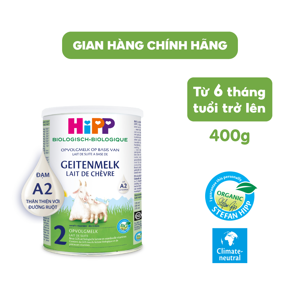 Sữa dê HiPP 2 Organic 400g giúp bé phát triển chiều cao, trí não, tăng ...