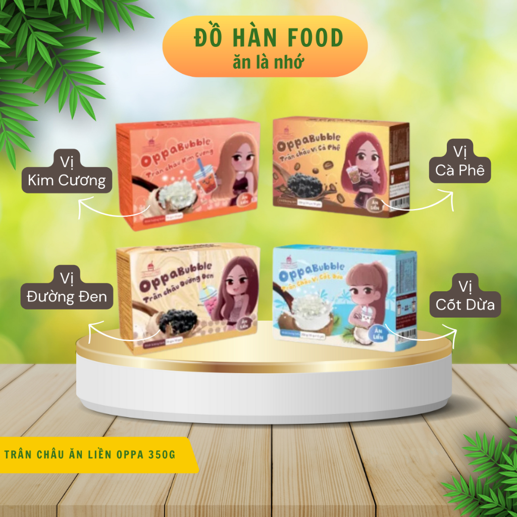 Trân Châu Oppa Bubble Ăn Liền Hộp 350g Topping Giòn Dai Nguyên Liệu Trà ...