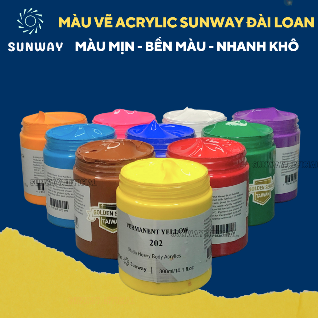Màu acrylic sunway cao cấp của đài loan 300ml, màu vẽ tường,vẽ ngoài ...