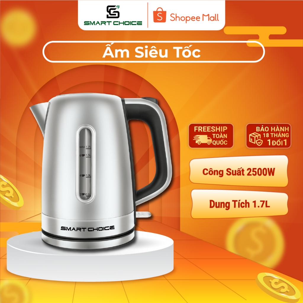Ấm Siêu Tốc SmarTChoice SCG-K003 1,7L Strix UK Độ Bền Cao Inox 304 Cao ...