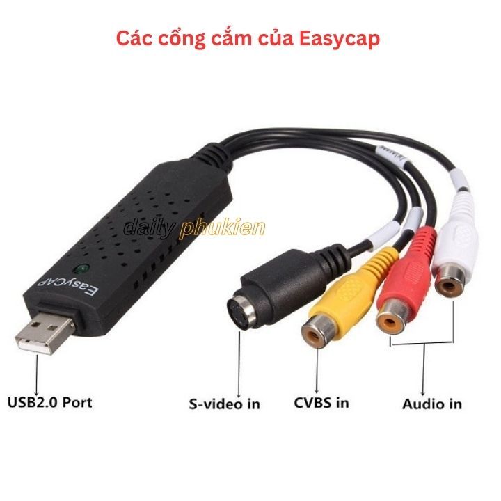 Dây cáp EasyCap USB 2.0 capture Ghi chương trình TV-VCD-DVD-Camera, ghi ...