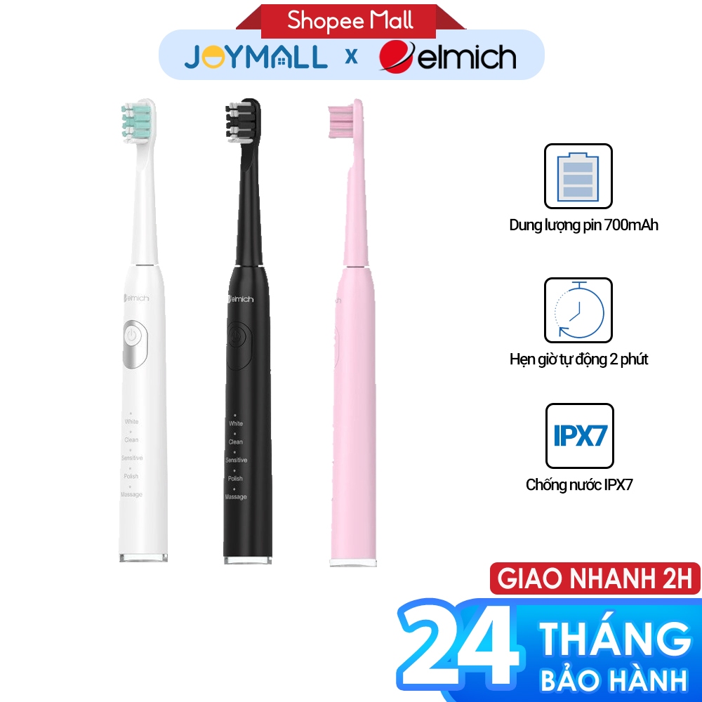Bàn chải đánh răng điện Elmich Procare TBE-8454, Hàng chính hãng, kèm 2 ...