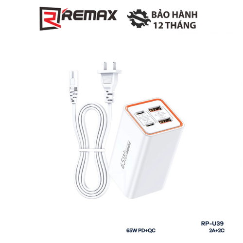 CÓC SẠC NHANH 65W REMAX RP-U39 SẠC LAPTOP ĐƯỢC, 2 CỔNG USB VS 2 CỔNG TYPE C QC3.0+PD | Shopee ...