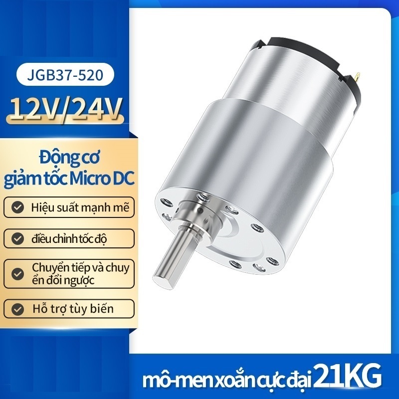 Động cơ giảm tốc GB37 JGB37-520 12V, 24V 18RPM, 22RPM, 45RPM, 66RPM ...