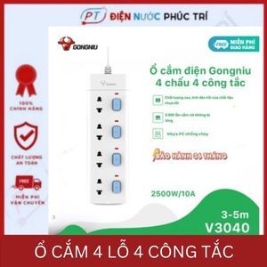 Ổ Cắm Điện Chống Cháy GONGNIU - 4 Ổ 4 Công Tắc - 2500W/10A - V3040 - Chính Hãng | Shopee Việt Nam