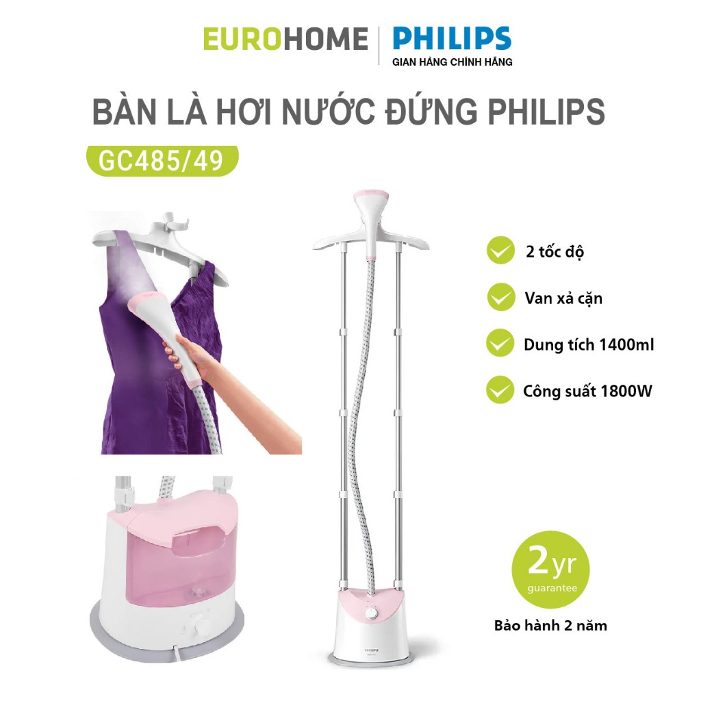 Bàn là/bàn ủi hơi nước đứng Philips GC485 - 1800W, hơi phun tự động ...