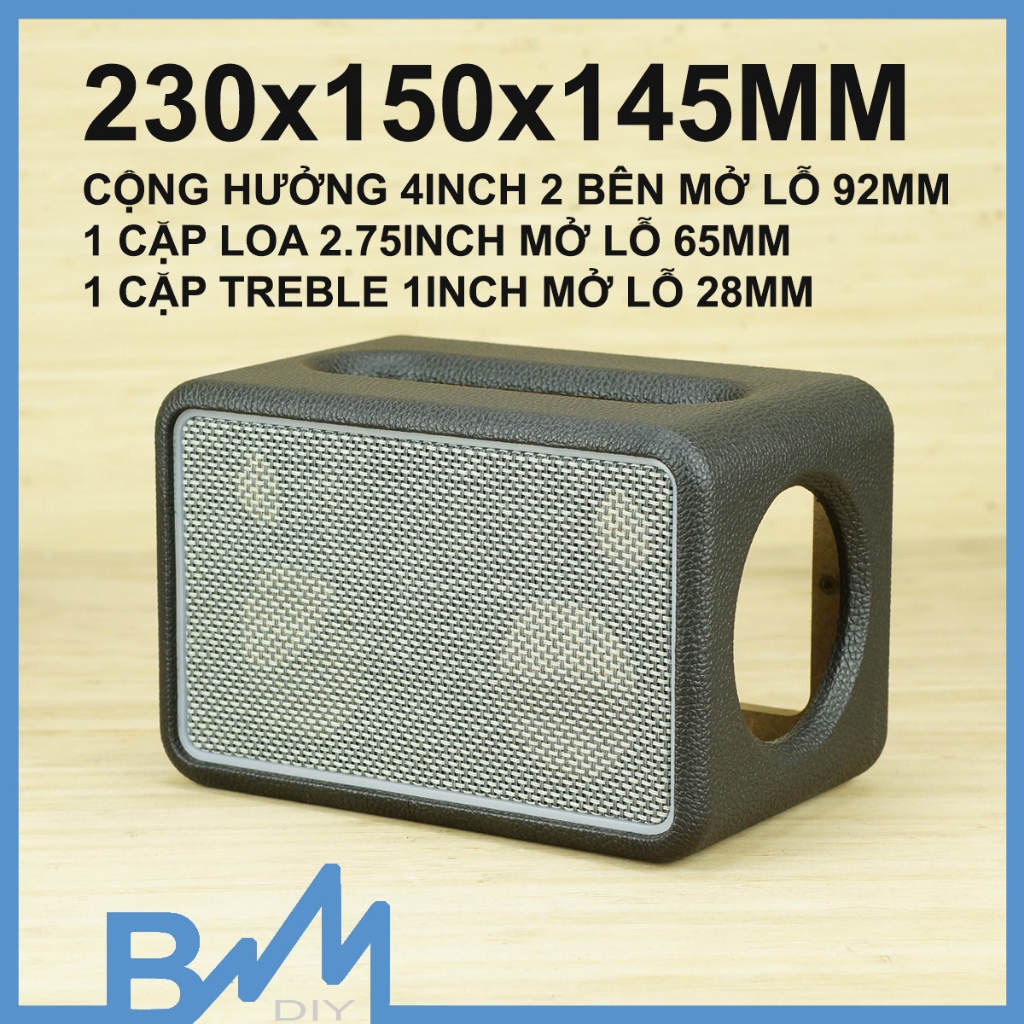 Box loa bọc da 230x150x145mm góc cong lớn - ghép loa 2.75inch - cộng ...