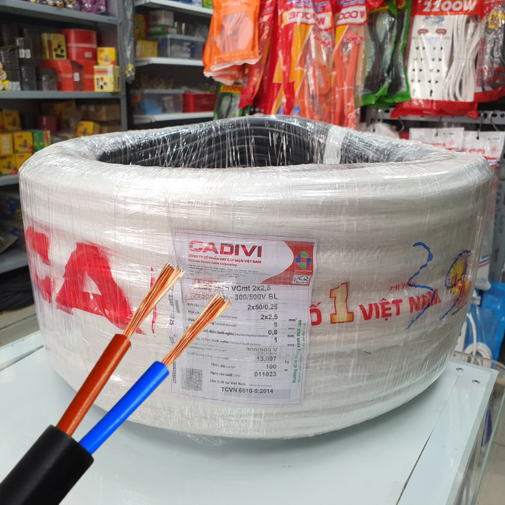 Dây điện tròn 2 lõi mềm 2x2.5 có 2 lớp vỏ VCmt CADIVI (Giá bán theo mét) | Shopee Việt Nam