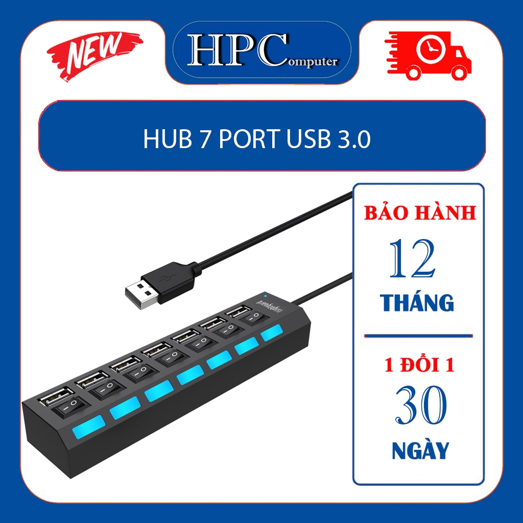 Bộ Chia Usb,Hub USB 3.0 7 cổng tốc độ cao với công tắc bật / tắt tiện ...