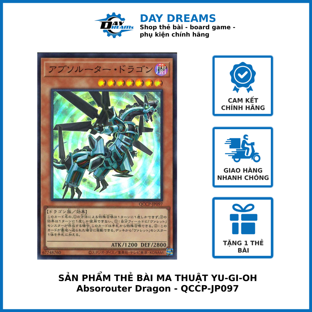 Thẻ bài Yugioh! Absorouter Dragon - QCCP-JP097 - Super Rare | Shopee Việt Nam