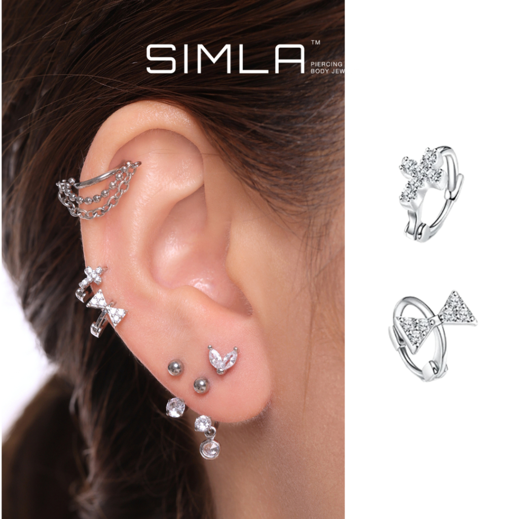 Khuyên tai tròn hình nơ/ thánh giá mini Simla chất liệu Đồng (Chiếc ...