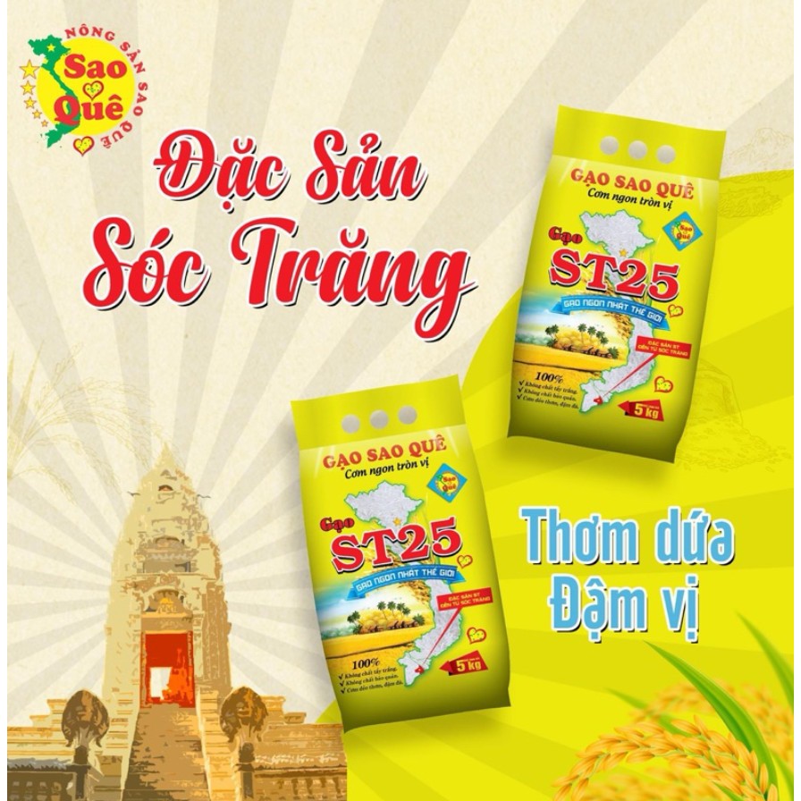 Gạo sao quê ST 25 Đặc sản Sóc Trăng bao 5kg | Shopee Việt Nam