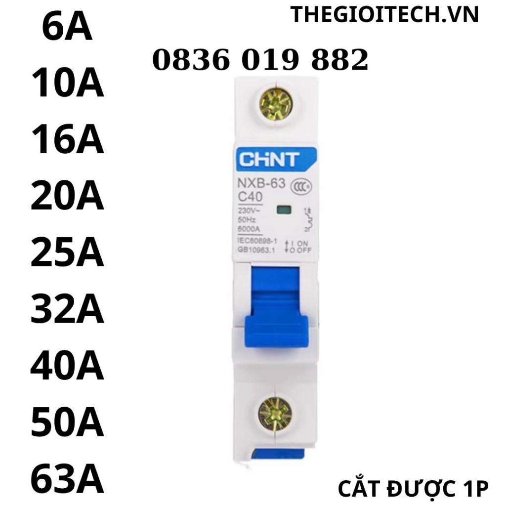TH Aptomat MCB 1P+N 1P 2P 3 Pha NXB-63 NXB-40 ChinT 6A 10A 16A 20A 25A 32A 40A 50A 63A, Cầu dao ...