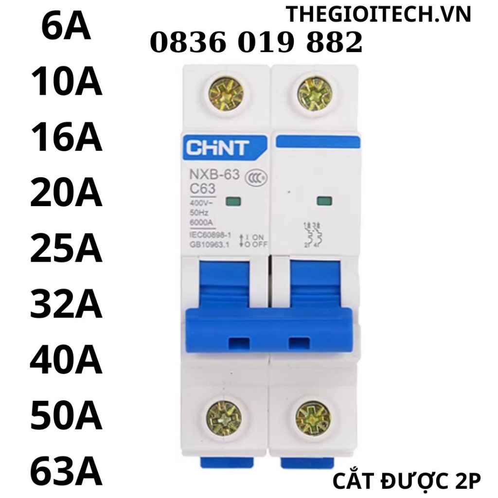 TH Aptomat MCB 1P+N 1P 2P 3 Pha NXB-63 NXB-40 ChinT 6A 10A 16A 20A 25A 32A 40A 50A 63A, Cầu dao ...