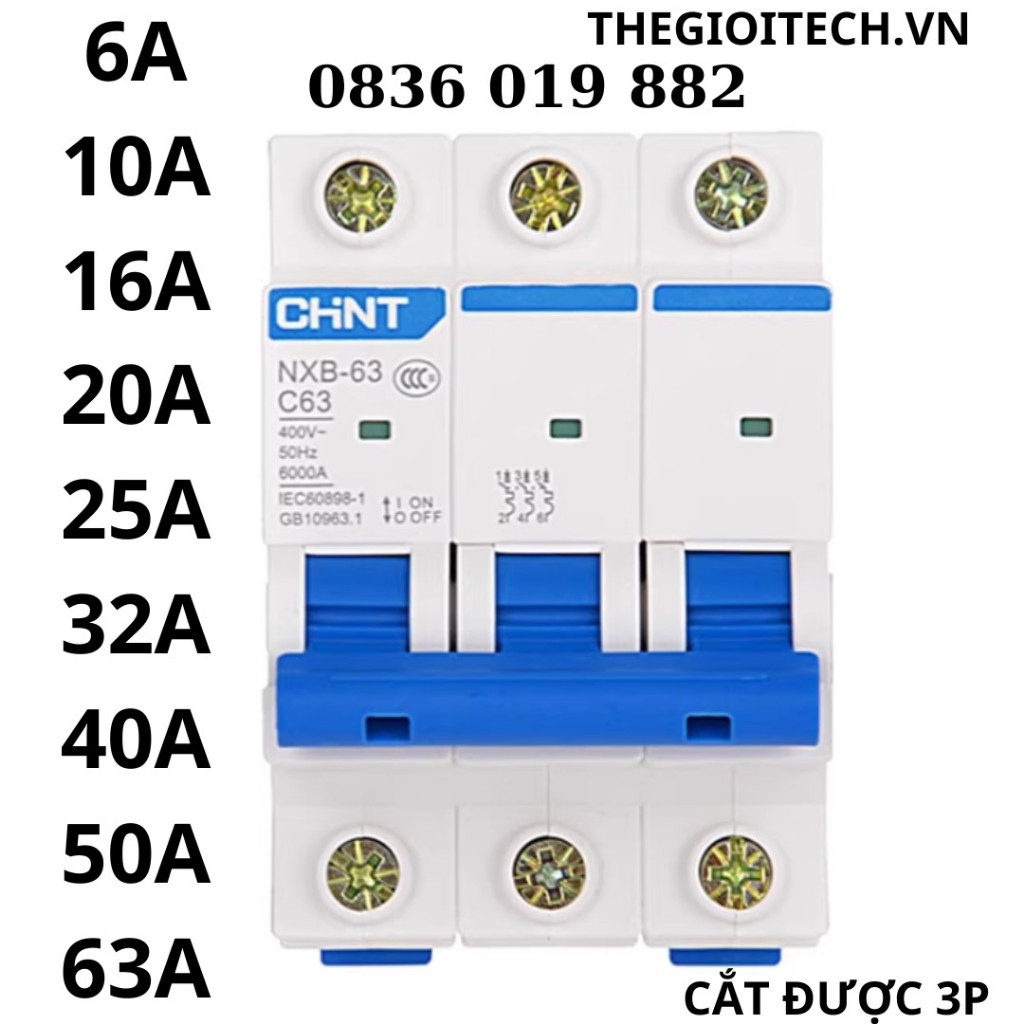 TH Aptomat MCB 1P+N 1P 2P 3 Pha NXB-63 NXB-40 ChinT 6A 10A 16A 20A 25A 32A 40A 50A 63A, Cầu dao ...