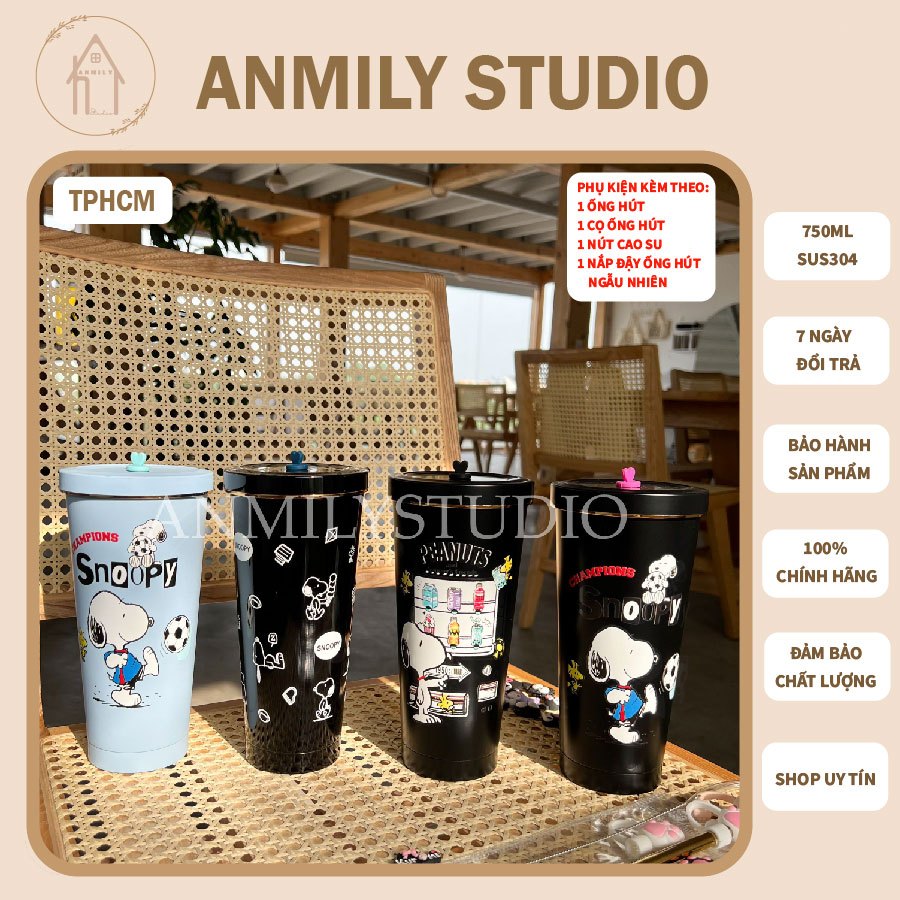 Ly giữ nhiệt SNOOPY 750ml ANMILY CUP vật liệu sus304 an toàn khi sử ...