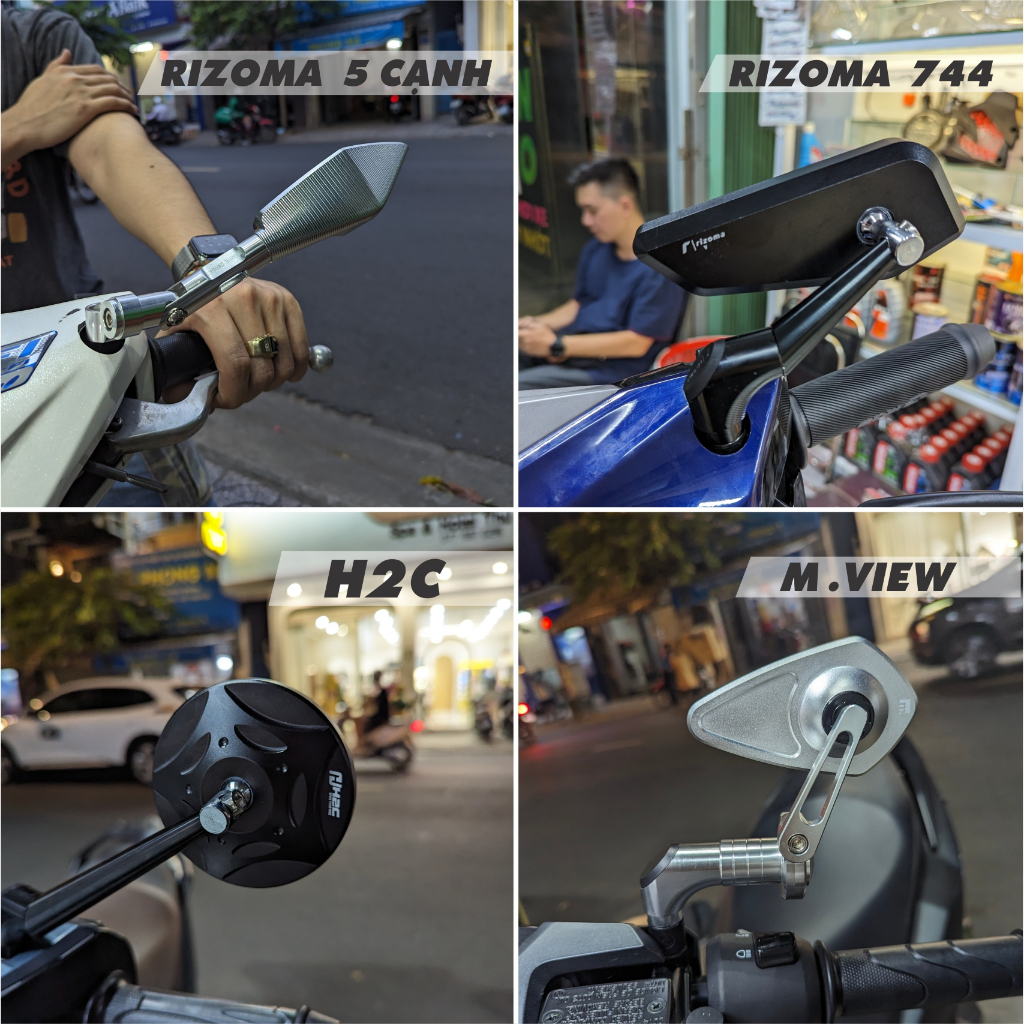 Kính chiếu hậu xe máy cao cấp Ryzoma, H2C, Mview - Tặng ốc và lục giác | Shopee Việt Nam