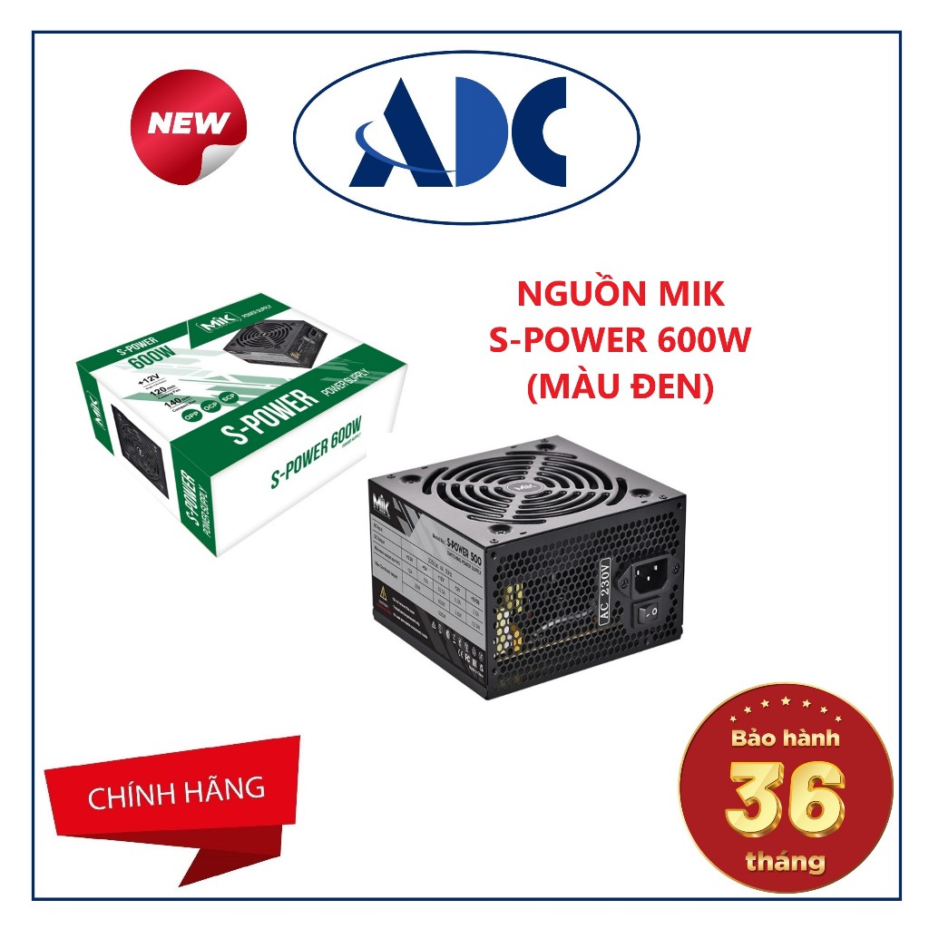 NGUỒN MIK S-POWER 600W (MÀU ĐEN) Chính Hãng Bảo hành 36 Tháng | Shopee ...