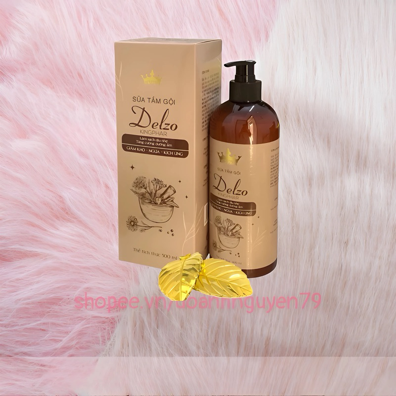 Sữa tắm gội Thảo dược Delzo Kingphar,chai 500ml, mẩn ngứa, ban đỏ, vảy ...