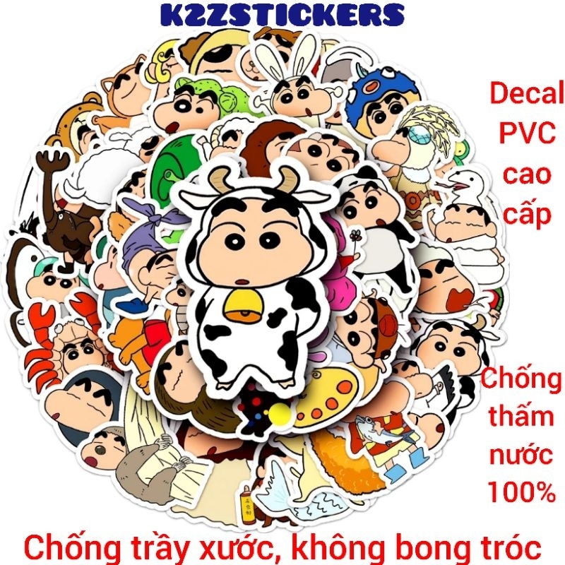Gói 50 hình dán sticker shin cosplay động vật vui nhộn trang trí điện ...