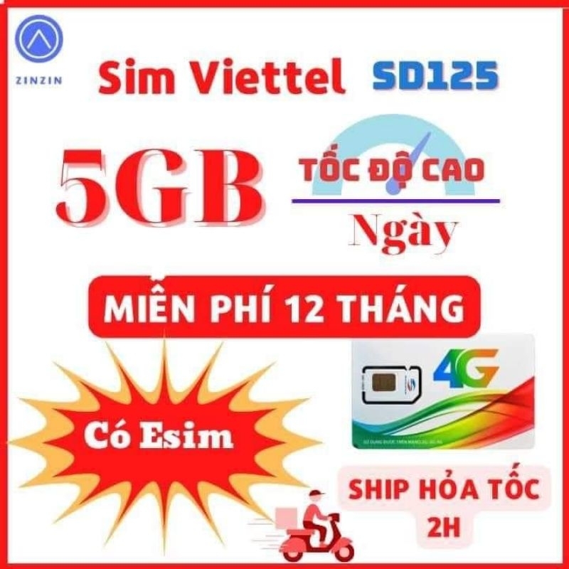 SIM VIETTEL 6SD125 12SD125 5GB/NGÀY 12 THÁNG | Shopee Việt Nam