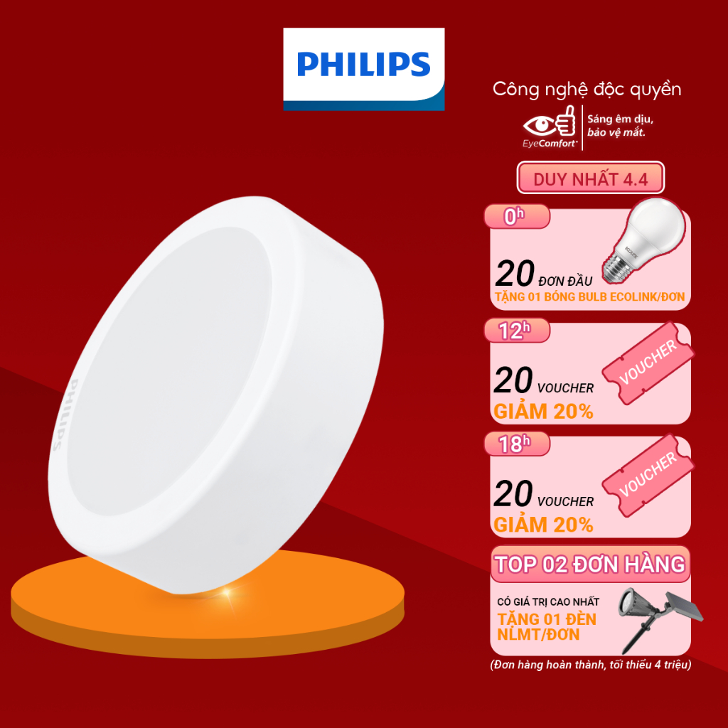 Bộ đèn ốp trần Philips LED tròn lắp nổi DN027C Công suất (11W, 15W, 18W ...