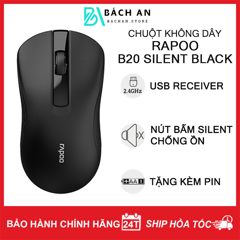 Chuột Không Dây Rapoo B20 Silent Black - Giảm Ồn - Tặng Kèm Pin - Hàng ...