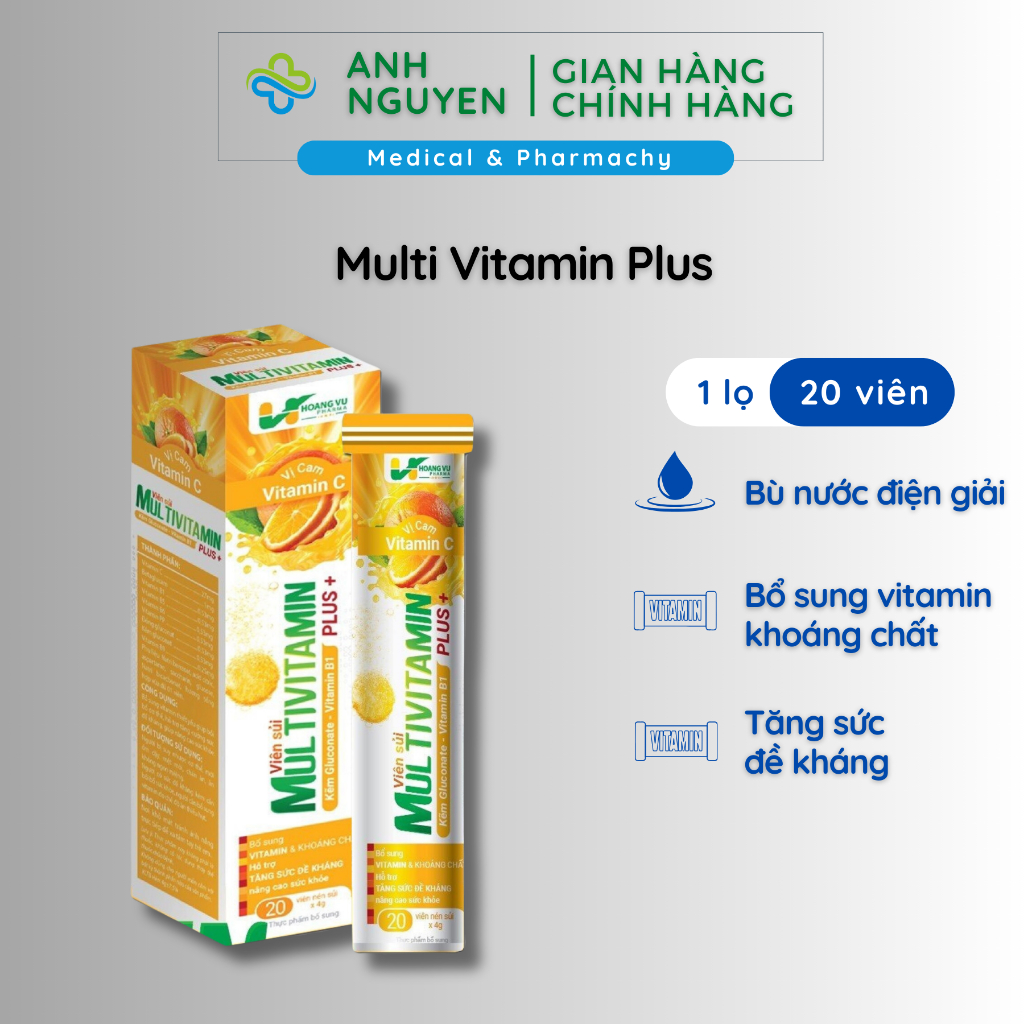 Viên sủi vitamin tổng hợp Multi Vitamin Plus lọ 20 viên | Shopee Việt Nam