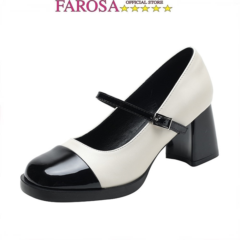 Giày cao gót nữ phối mũi FAROSA - C30 giày quai cài gót vuông cao 7cm ...