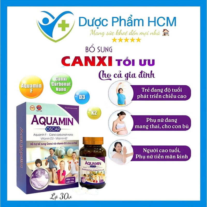 {CHÍNH HÃNG} Viên uống canxi Aquamin Oscar Vạn Tam bổ sung vitamin và canxi HỘP 30v | Shopee ...