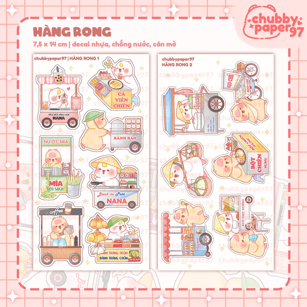 Sticker / hình dán HÀNG RONG | độc quyền Chubbypaper97 | Shopee Việt Nam