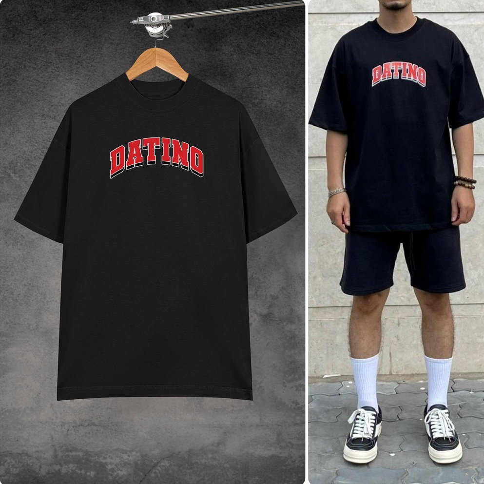 Áo thun streetwear Signature DATINO in chữ cong form Oversize 100% ...