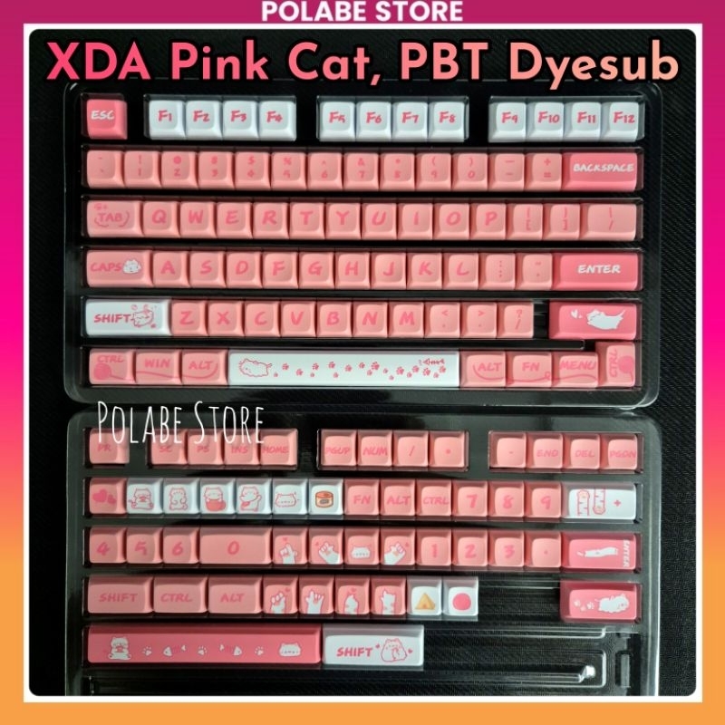 Keycap XDA Pink Cat XDA Profile chất liệu PBT dyesub dùng trên nhiều ...