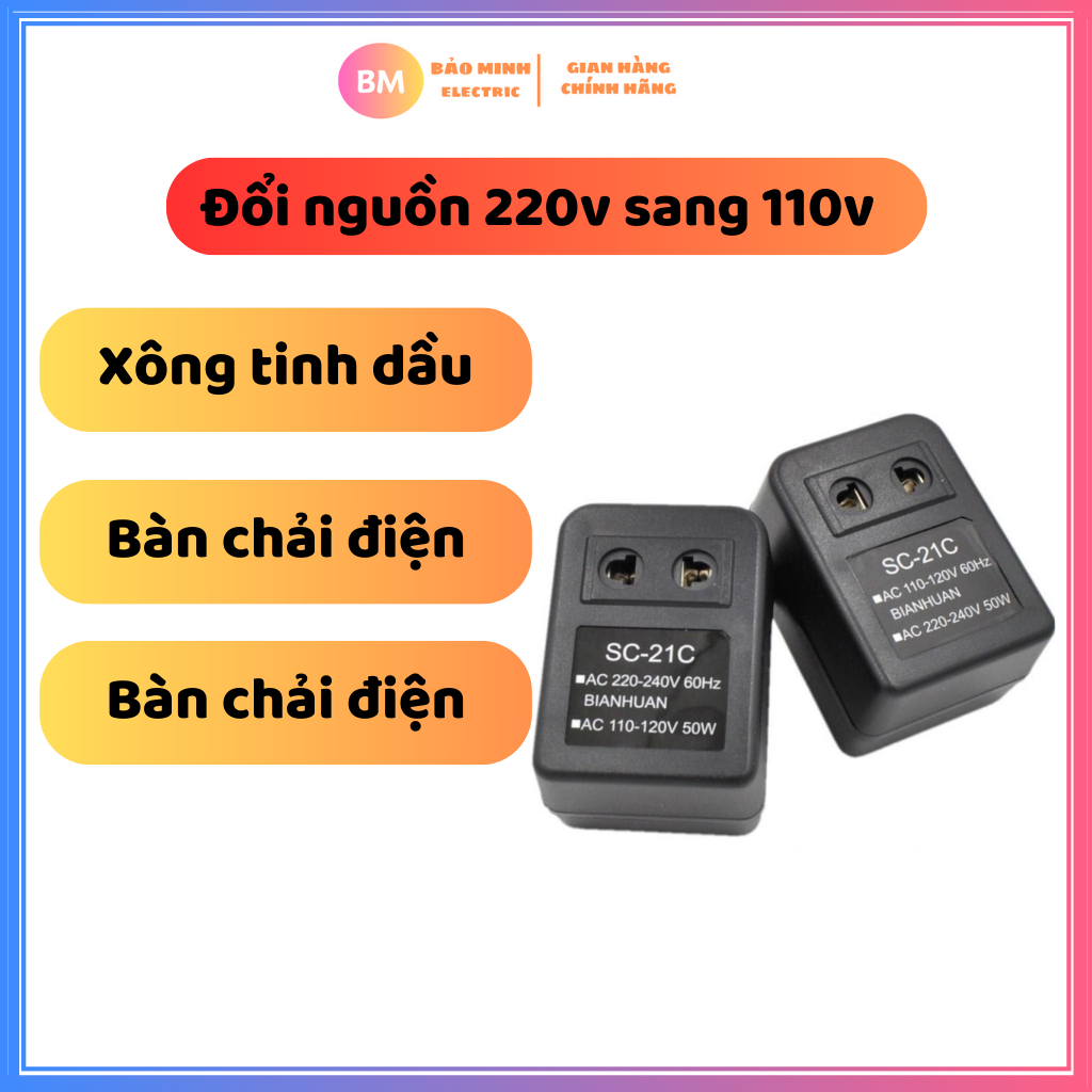 Cục đổi nguồn 220v sang 110V dùng cho máy xông tinh dầu đuổi muỗi của Nhật, bàn chải điện, máy ...