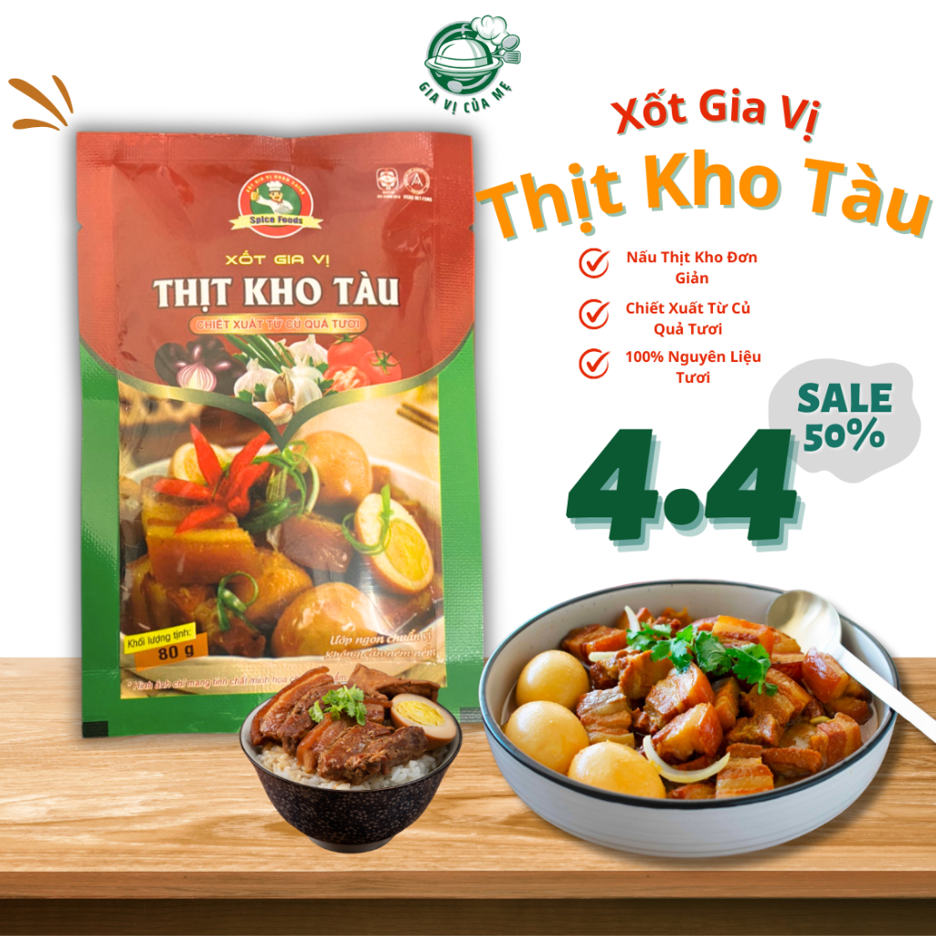 Gia Vị Thịt Kho Tàu Spice Foods 80g ướp ngon chuẩn vị không cần nêm nếm ...