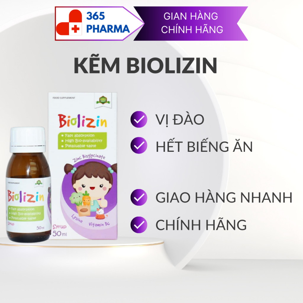 [Tích điểm] Kẽm Biolizin 50ml Kẽm ăn ngon cho bé vị đào, dùng từ 3 ...