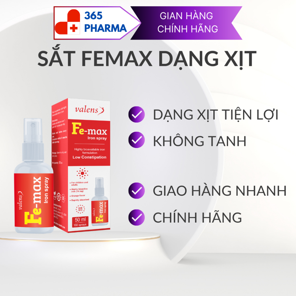 CHÍNH HÃNG Sắt xịt Fe-Max (Femax) Iron Spray phòng ngừa thiếu máu do ...