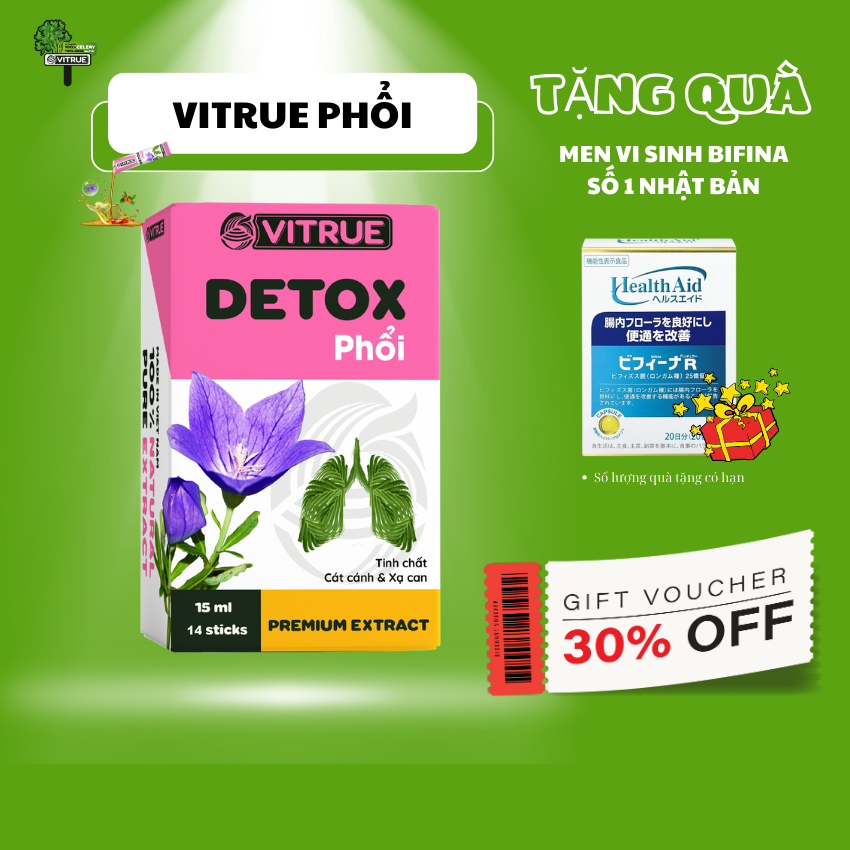 Vitrue Detox Phổi kết hợp tinh chất Cát cánh & Xạ can tăng cường giải ...