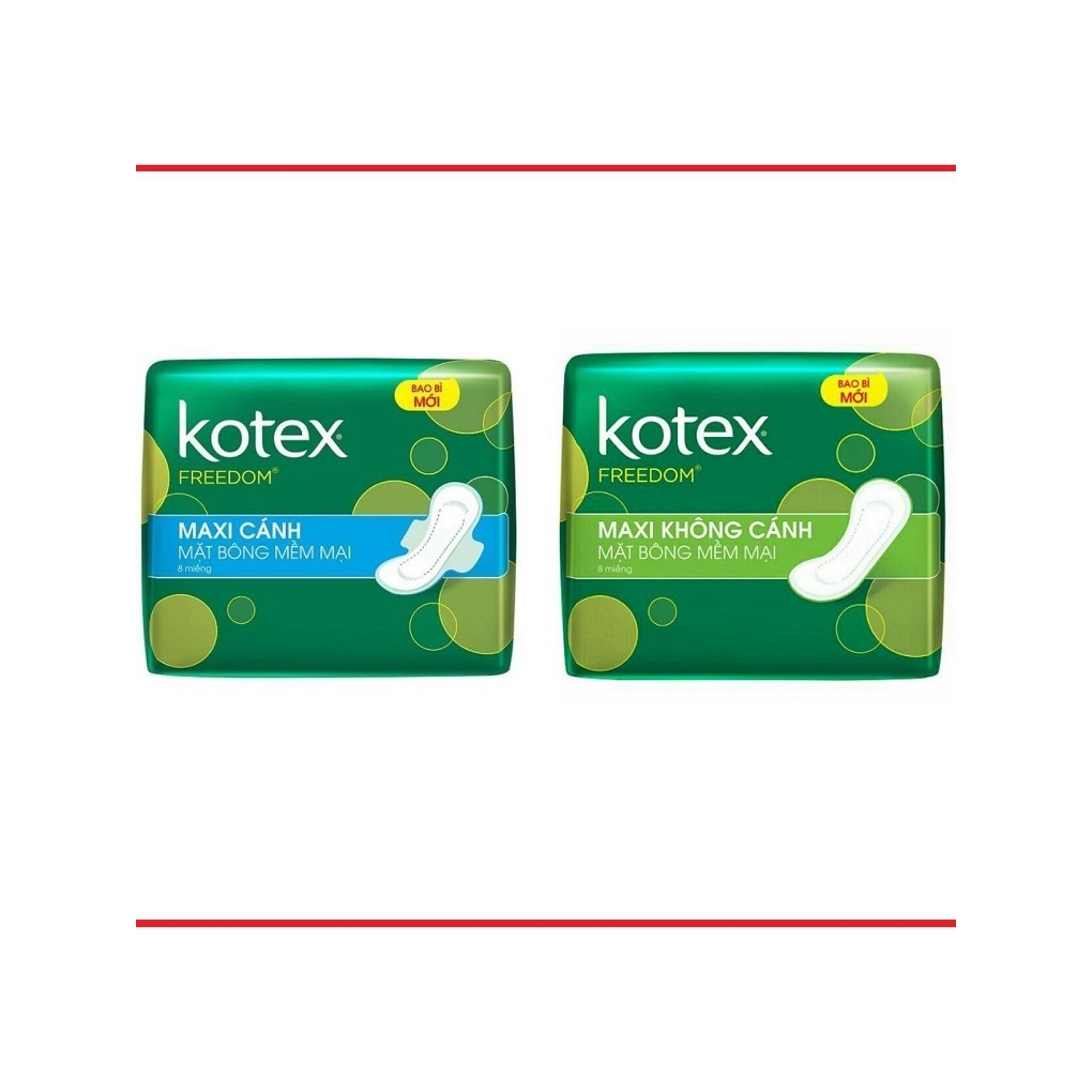 Băng vệ sinh Kotex Freedom Maxi cánh/ không cánh 8 miếng | Shopee Việt Nam