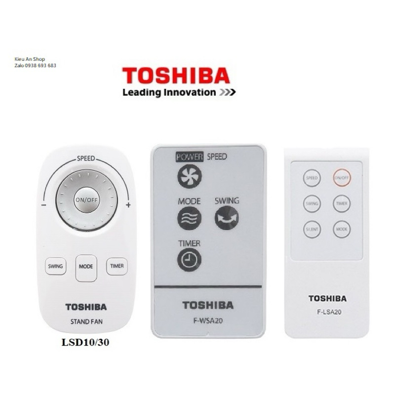 Remot quạt Toshiba các dòng F-LSD10 và LSD30 và F-WSA20 và F-LSA20 ...