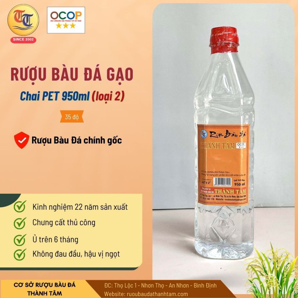 Sale Tết - Rượu bàu đá gạo 950ml (loại 2 - 35 độ) - Đặc sản Bình Định - Shop Rượu bàu đá Sài Gòn ...