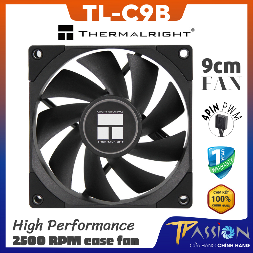 Quạt tản nhiệt Fan Case 9cm THERMALRIGHT TL - C9B - Chính hãng, điều tốc 4 Pin PWM, phù hợp mini ...