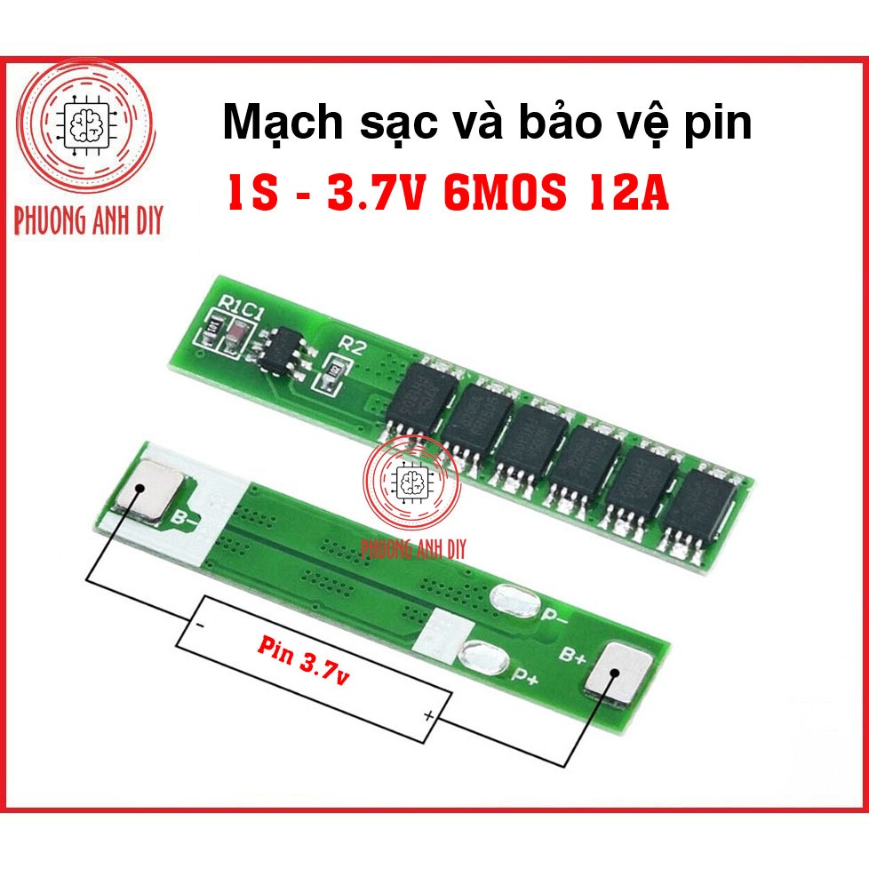 Mạch sạc và bảo vệ pin 1S 3.7V 6MOS 12A dùng cho Pin Lithium - Li-ion ...