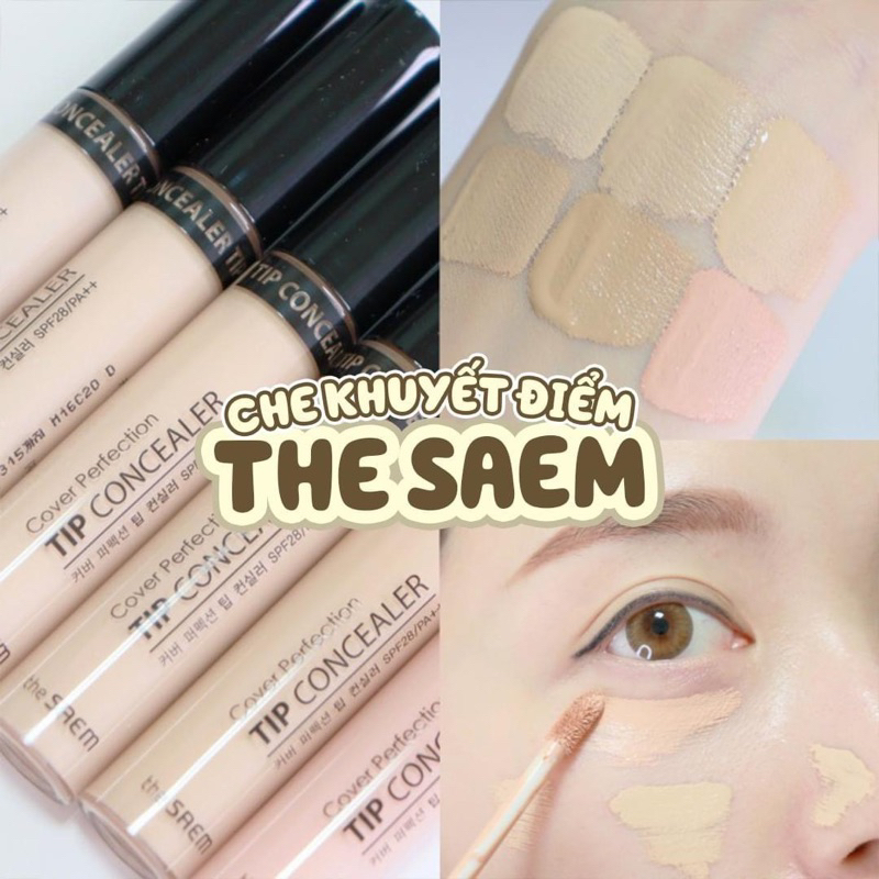 [Lọ chiết 0,7gr] ĐỦ MÀU Kem che khuyết điểm The Saem Cover Perfection Tip Concealer Spf28 PA++ ...