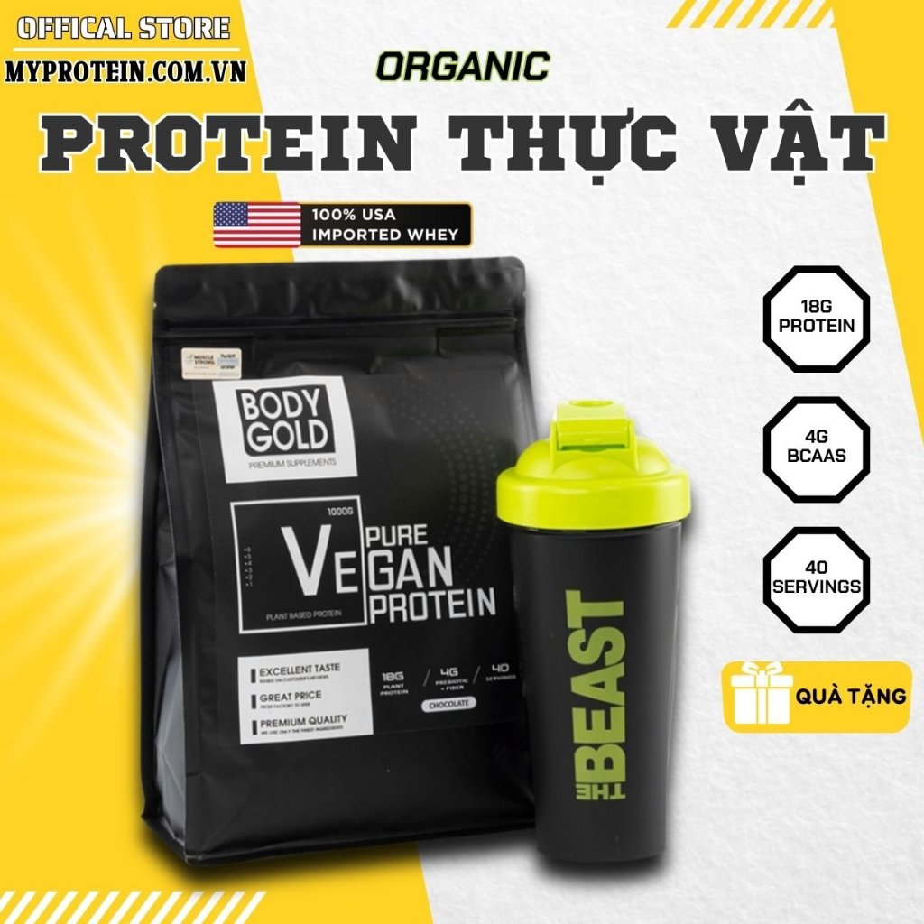 Whey Vegan Protein - Sữa Thực Vật Tăng cân Tăng cơ Body Gold Túi 1kg ...