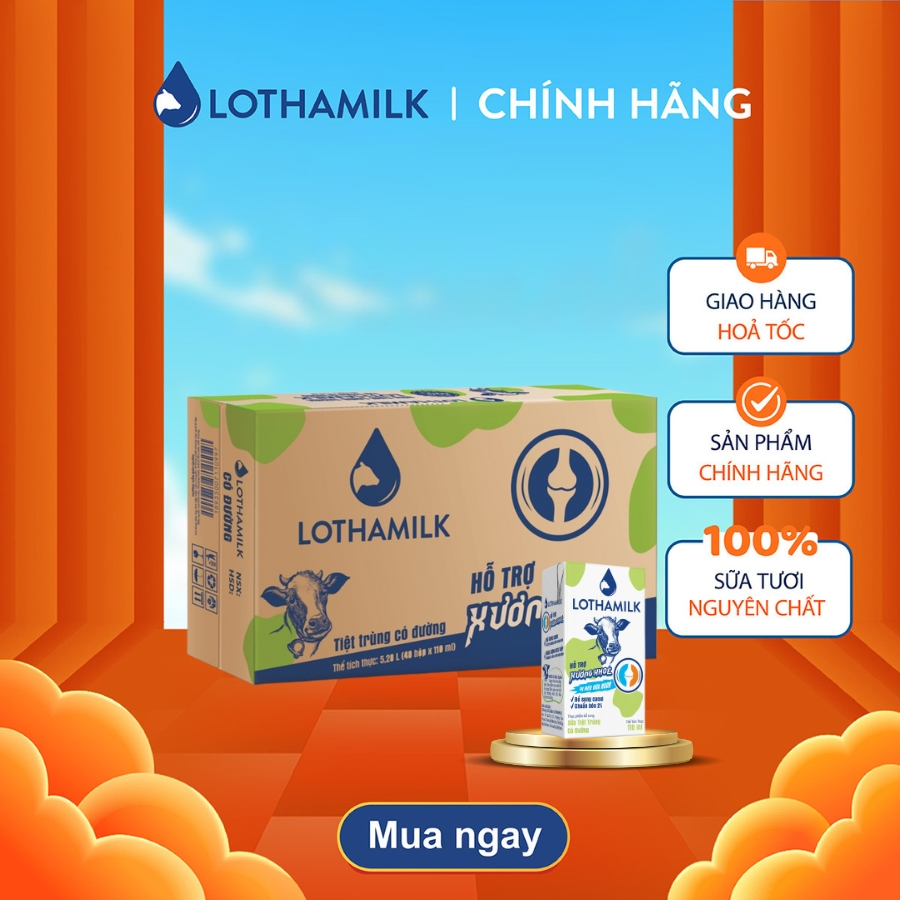 Thùng 48 hộp sữa dinh dưỡng xương khỏe tiệt trùng Lothamilk 110ml ...