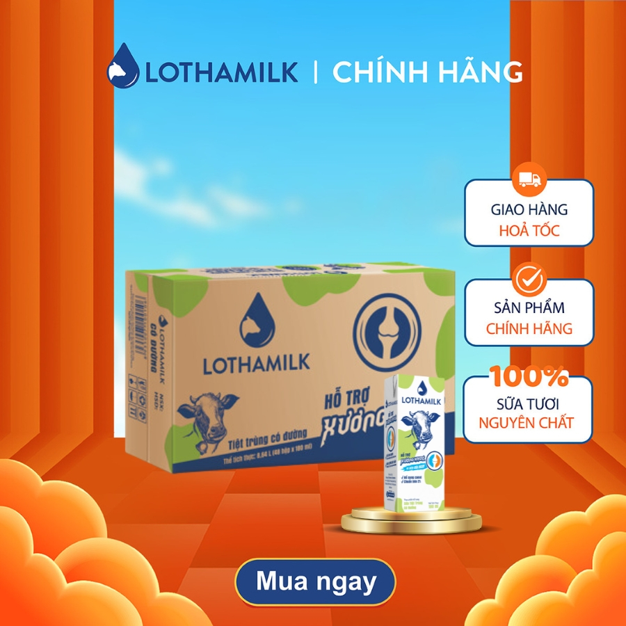 Thùng 48 hộp sữa dinh dưỡng xương khỏe tiệt trùng Lothamilk 180ml ...