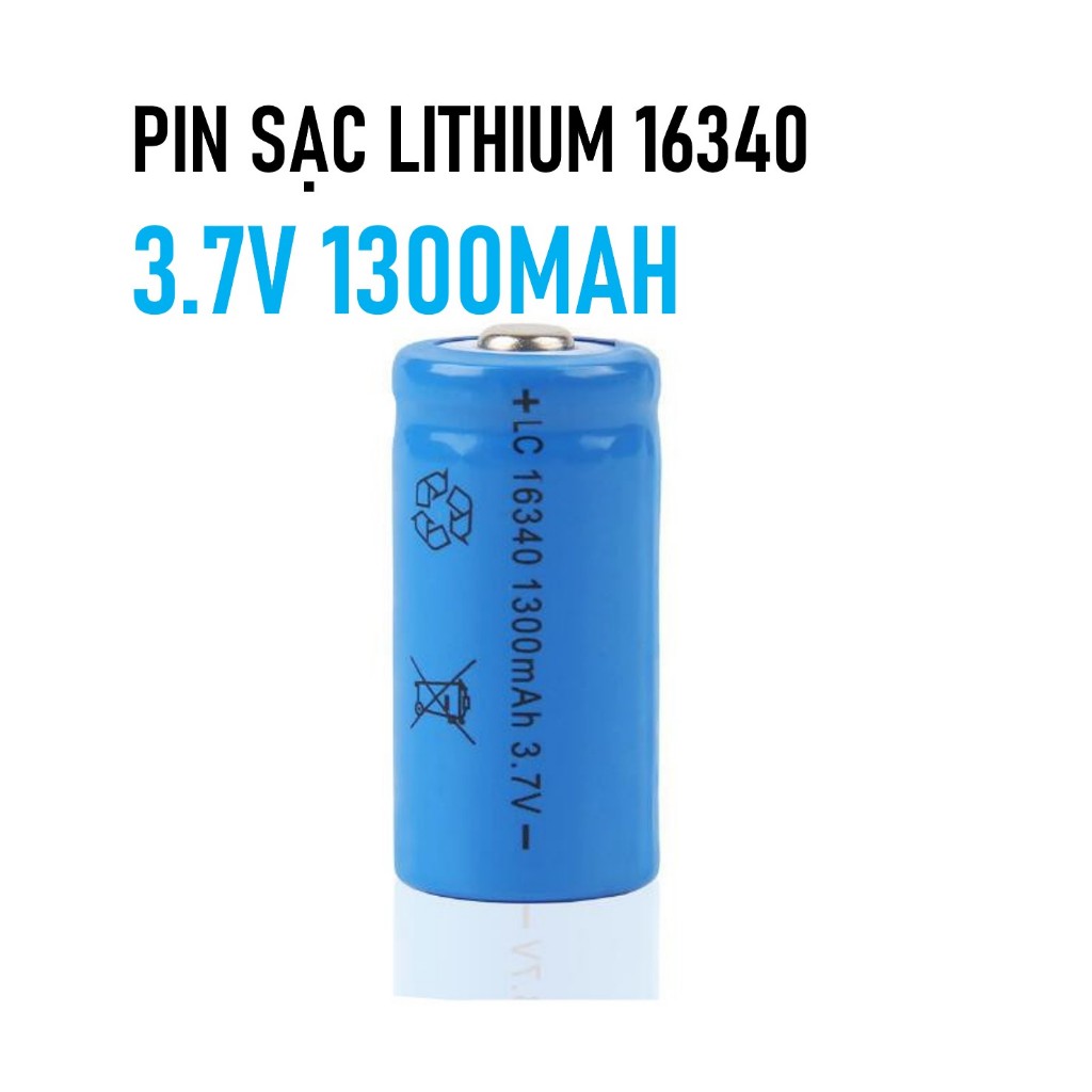 Pin Sạc Lithium ion 16340 3.7V 1300mAh Cho Đèn Laze Phi 25.4mm - Đồ ...