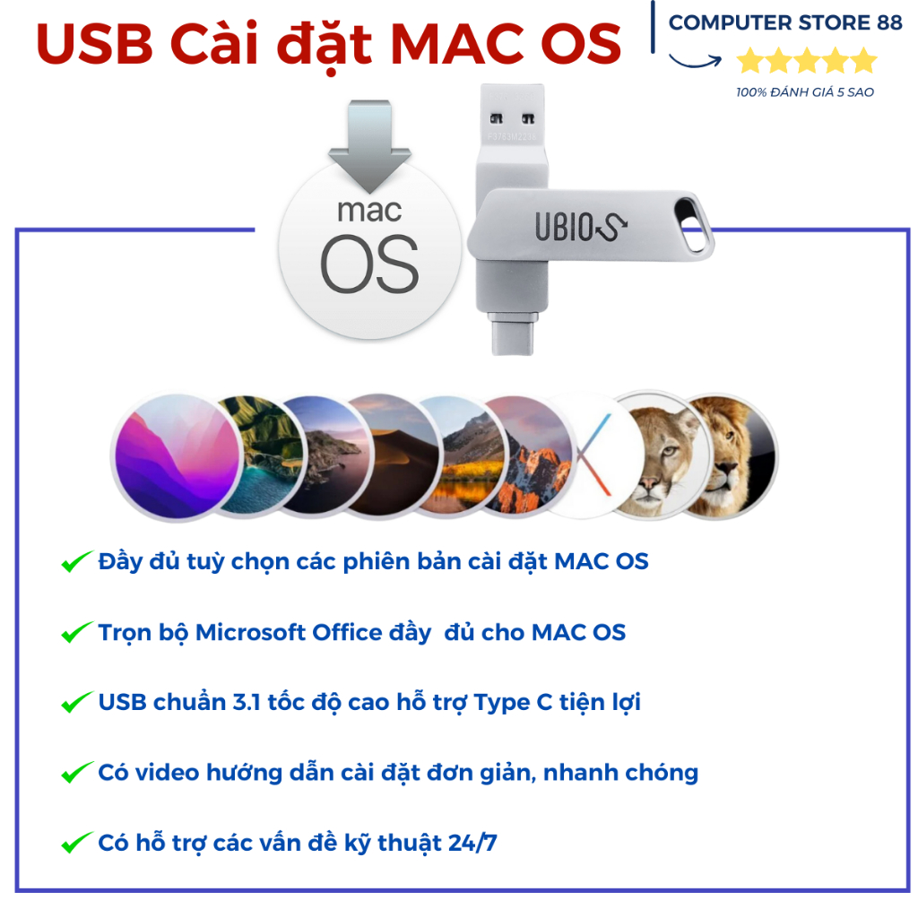 USB cài đặt Mac OS, USB chuẩn 3.1 tốc độ cao hỗ trợ chuẩn Type C 2 trong 1 | Shopee Việt Nam