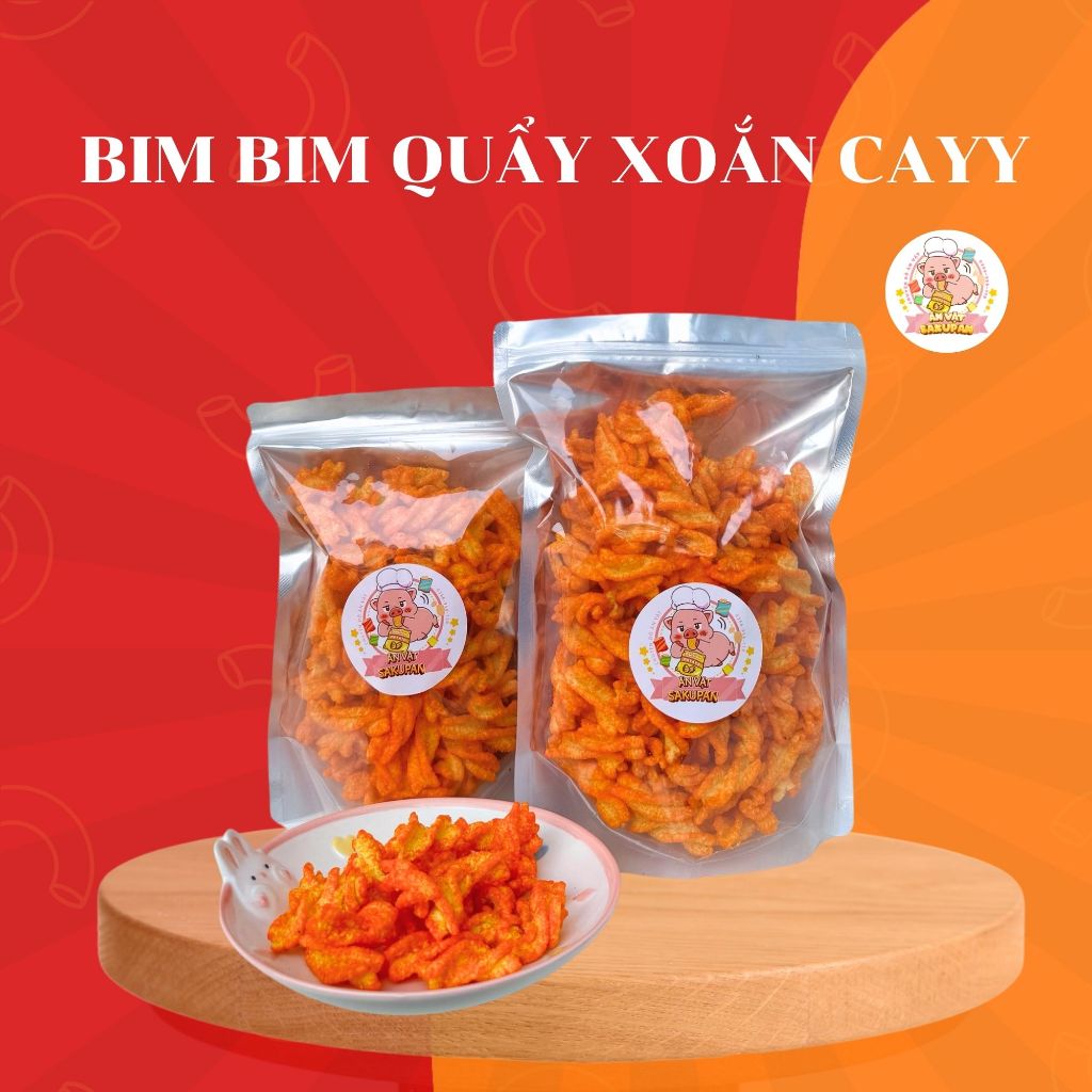 Quẩy xoắn cay Ăn Vặt Sakupan, bim bim cân hình quẩy xoắn giòn tan vị ...